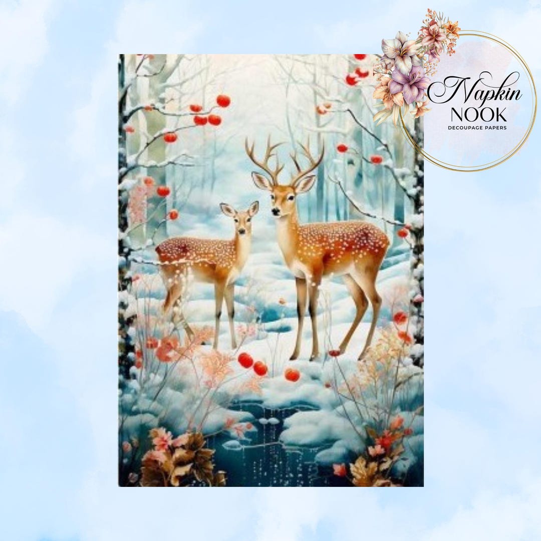 Rice Paper for Decoupage, A4 Paper, Christmas Deer Rice Paper, Stag ...