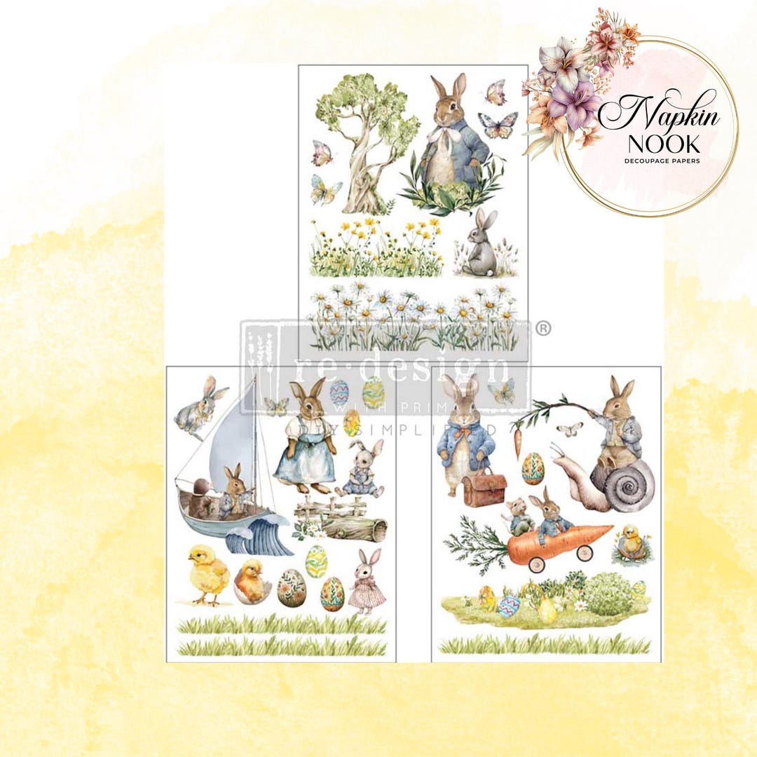 Bunny Decor Rub on Transfer, Redesign With Prima, Nursery DIY Craft - Etsy