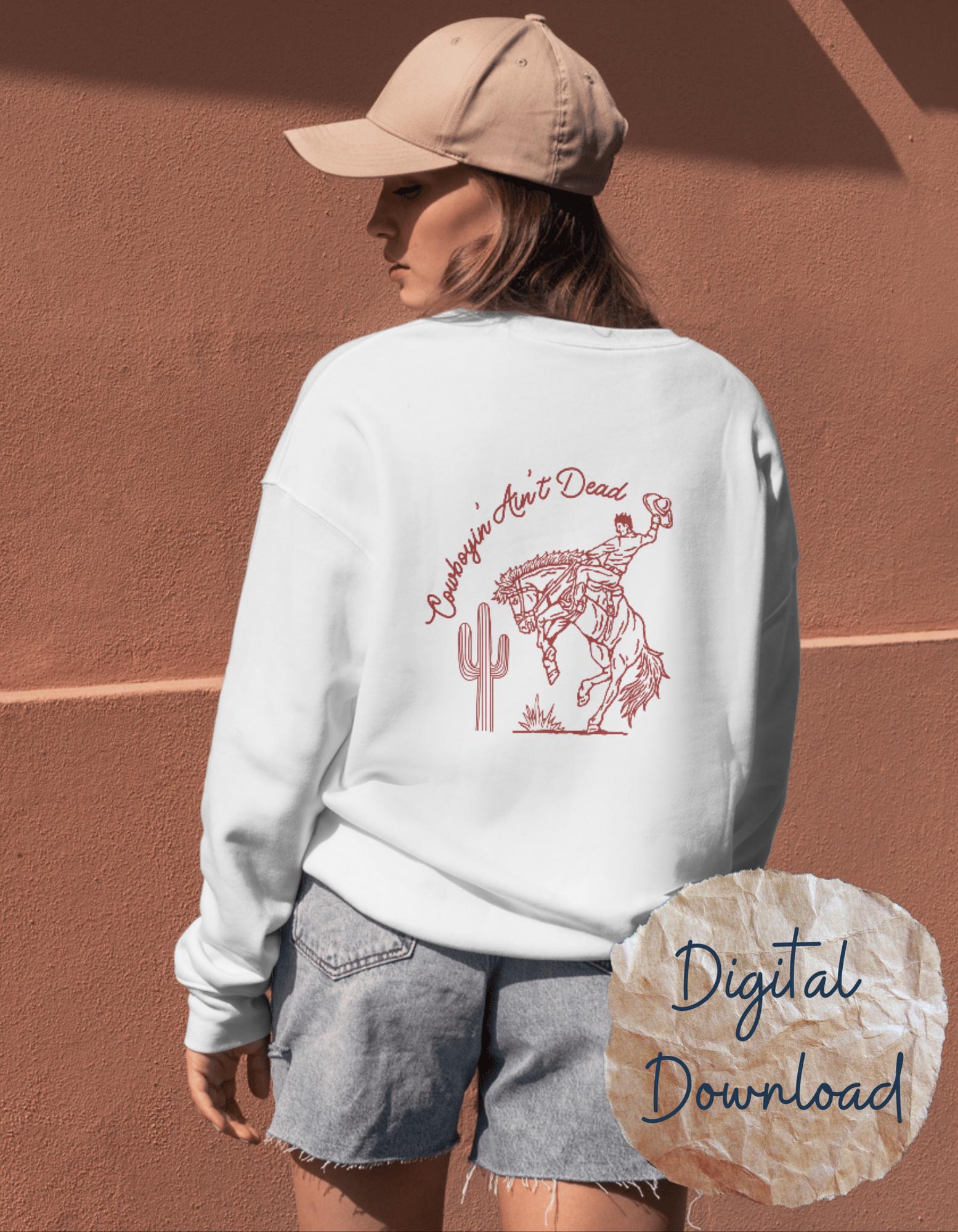Cowboyin' Ain't Dead PNG | Rodeo Bronc Rider Sublimation Design ...