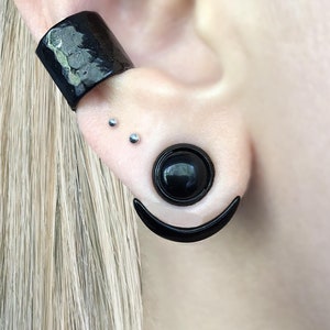 Moon Ear Jacket ,front and Back Earrings, Gothic Stainless Steel ...