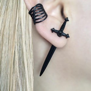 Sword Earrings, Sword Earrings, Ear Jacket Earrings, Gothic Earrings ...