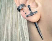 Sword Front and Back Earrings Celtic Sword Earrings Ear - Etsy