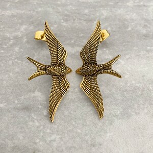 Swallow Bird Earrings, Stainless Steel Jewelry, Statement Studs - Etsy