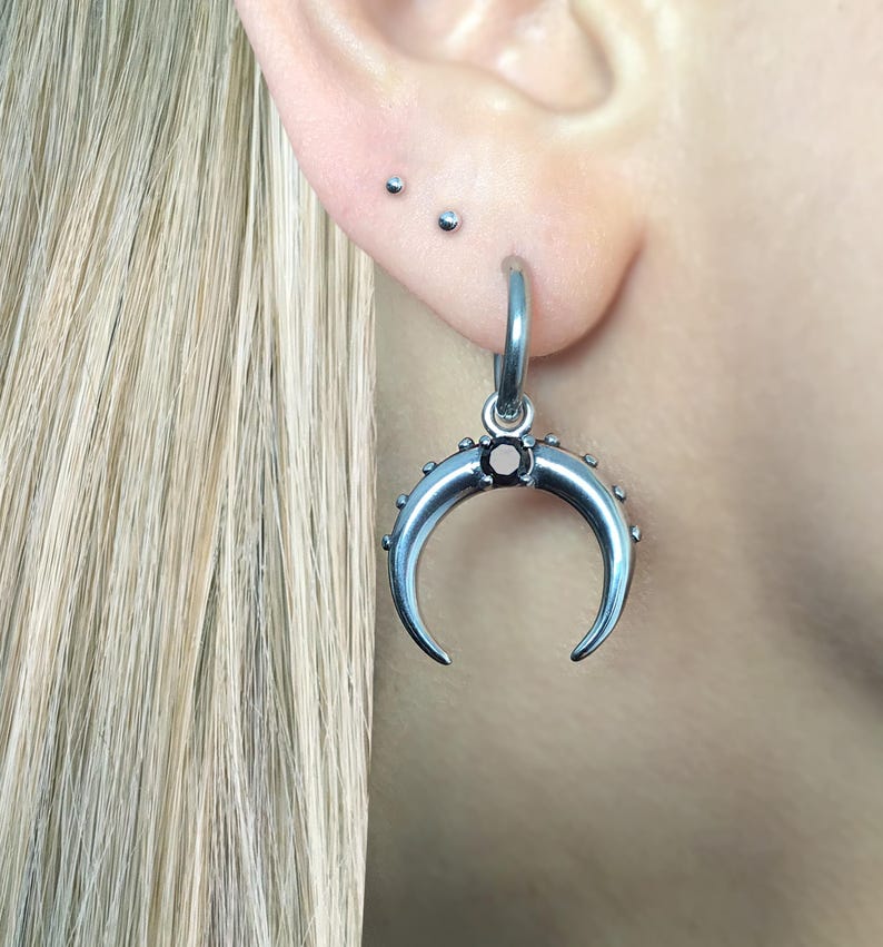 Moon Hoop Earrings, Hoop Earrings, Crescent Moon Earrings,moon Earrings ...