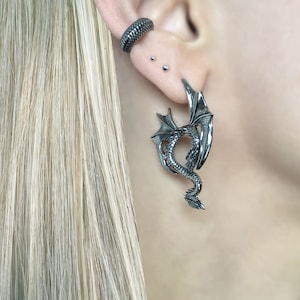 Dragon Earrings, Gothic Stainless Steel Jewelry, Large Studs - Etsy