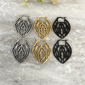 Gothic Lace Hoop Earrings in Black, Hoop Earrings, Statement Earrings ...