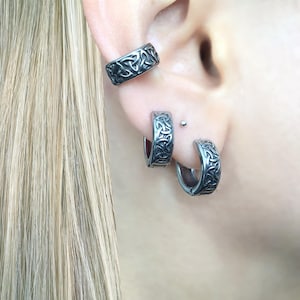 Celtic Hoops, Viking Style Earrings,mens Hoop, Huggie Hoops, Stainless ...