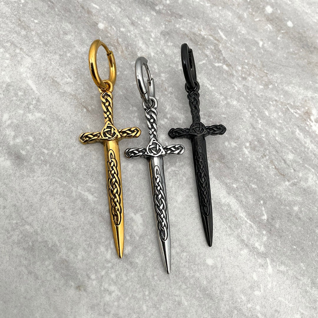 Sword Hoop Earrings, Celtic Sword Earrings, Dagger Earrings,celtic ...