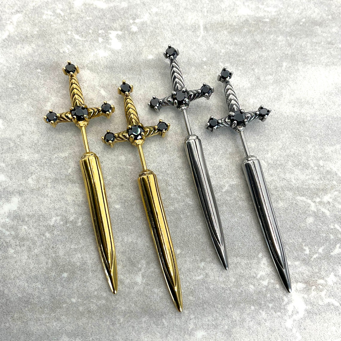 Sword Earrings Sword Earrings Ear Jacket Earrings Gothic - Etsy