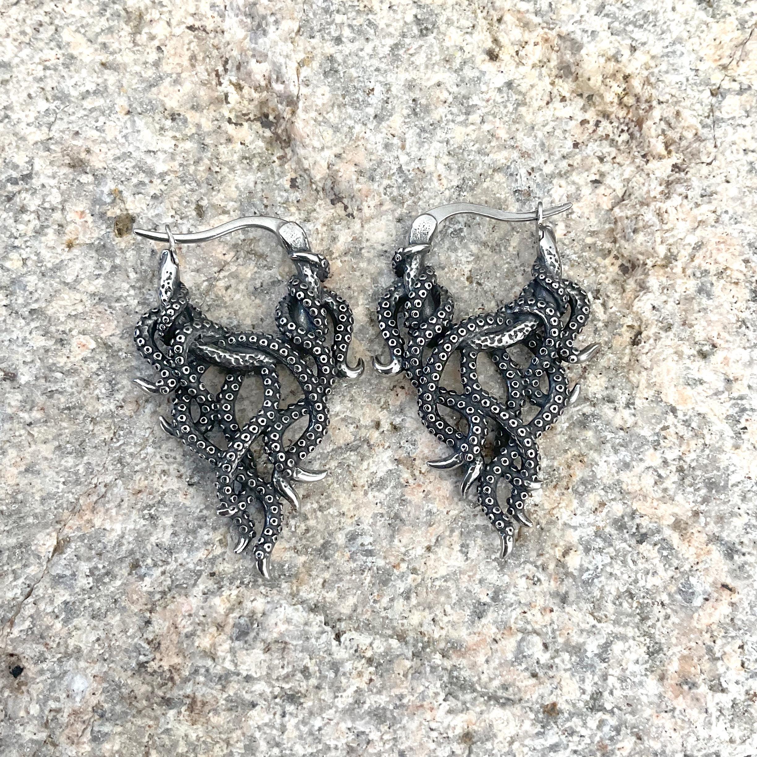 Octopus Tentacle Hoop Earrings,octopus Tentacle Hoop Earrings,crawling ...