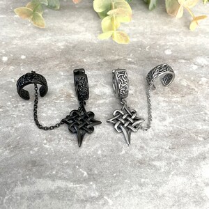 Celtic Hoop With Ear Cuff, Celtic Earring,celtic Hoop Earrings, Mens ...