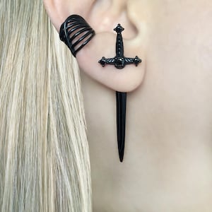 Sword Earrings, Sword Earrings, Ear Jacket Earrings, Gothic Earrings ...