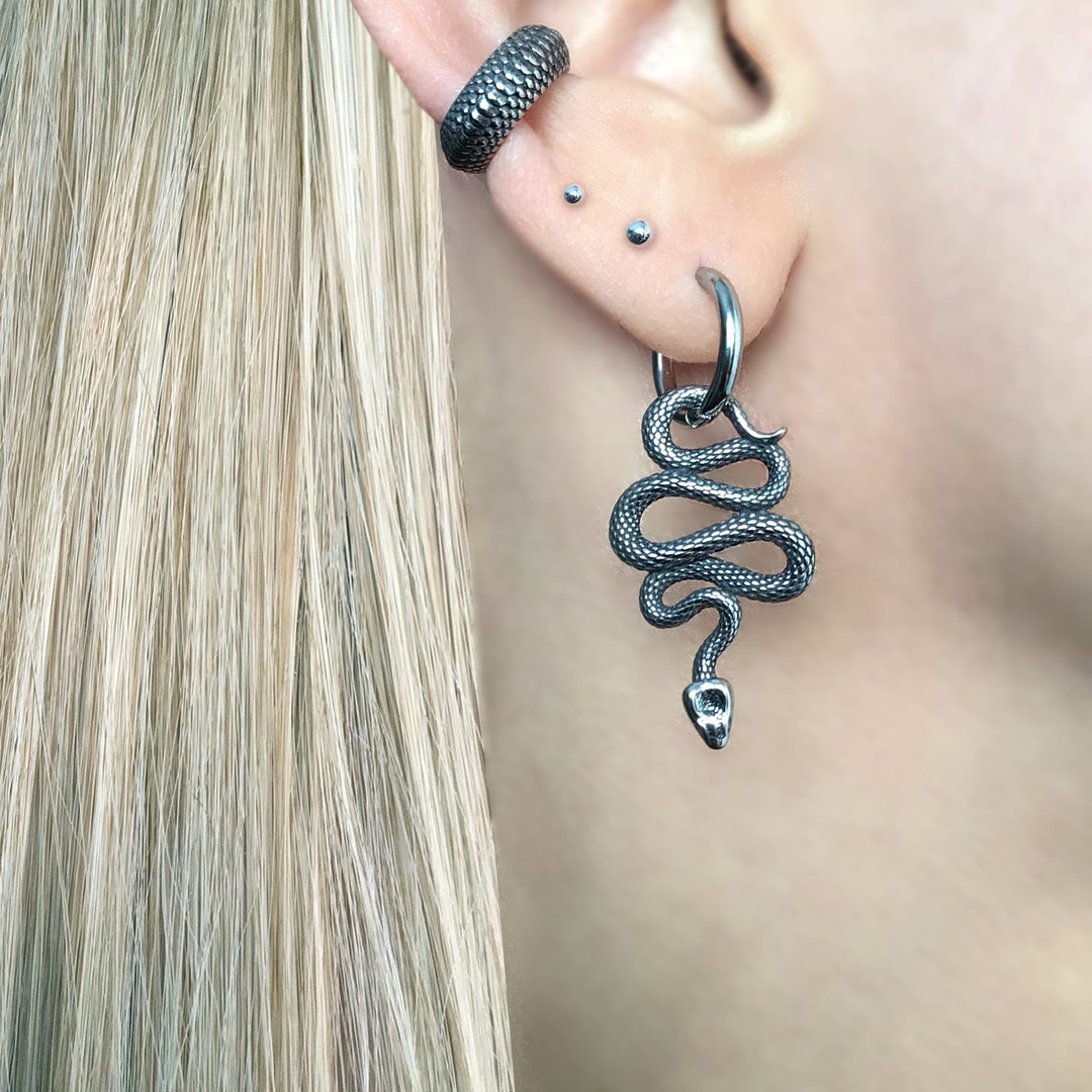 Snake Hoop Earrings, Hoop Earrings, Snake Hoops, Unisex Earrings Snake ...