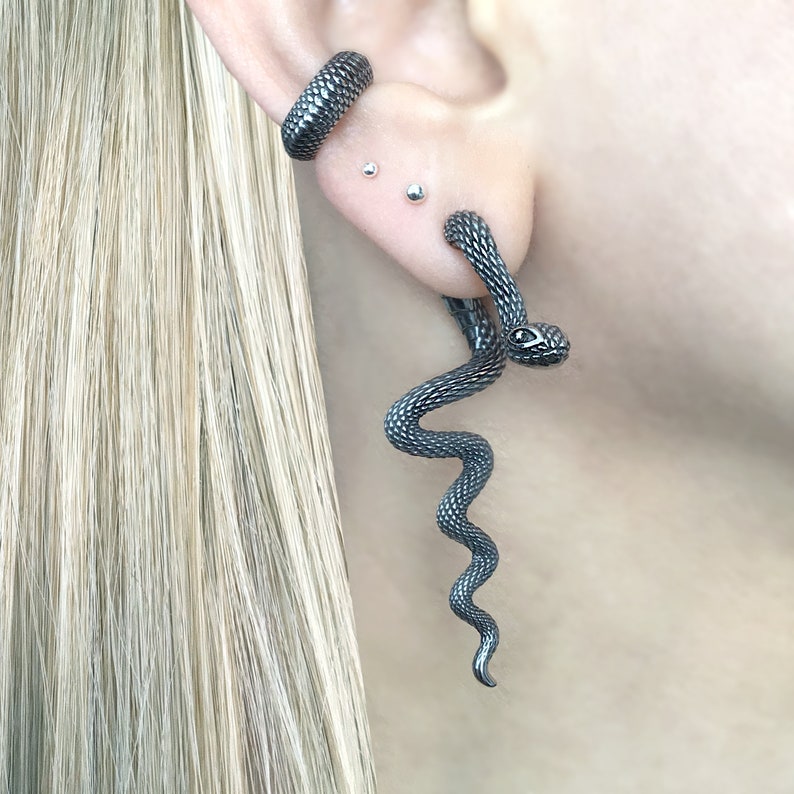 Snake Front and Back Earrings Snake Earrings Ear Jacket Snake - Etsy