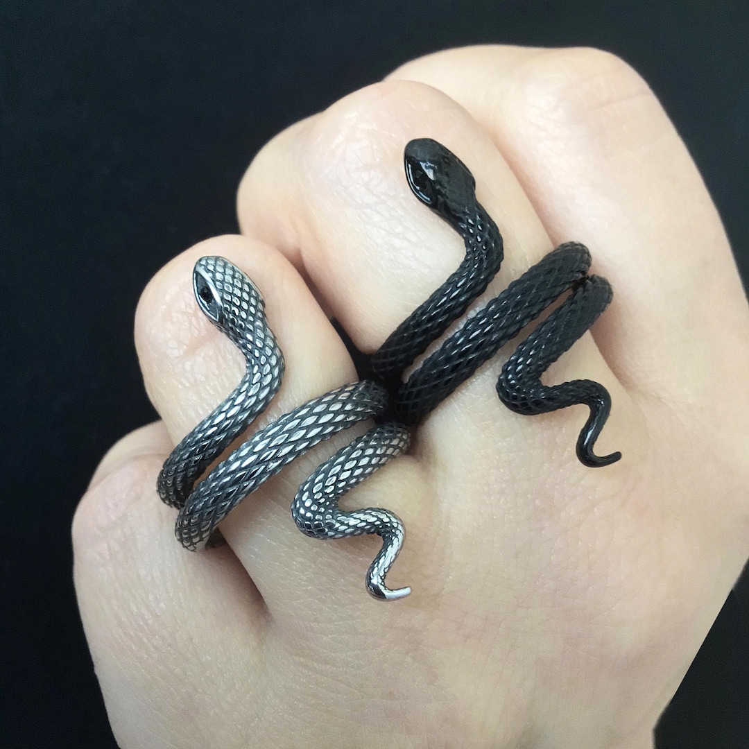 Snake Ring, Black Snake Ring, Gothic Ring, Oxidized Ring, Snake Jewelry, Unisex Ring, Mens Ring ...