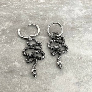 Snake Hoop Earrings, Hoop Earrings, Snake Hoops, Unisex Earrings Snake ...