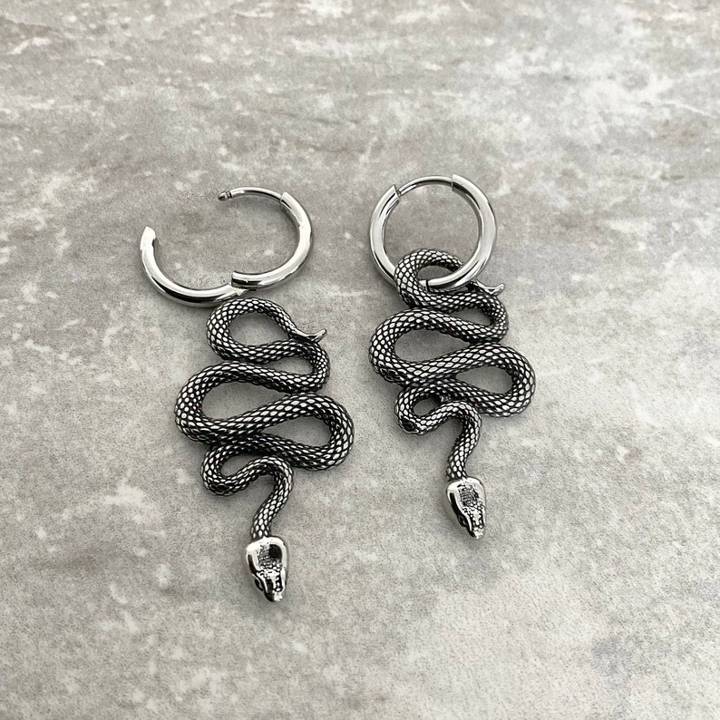 Snake Hoop Earrings, Gothic Unisex Jewelry,stainless Steel Jewelry - Etsy