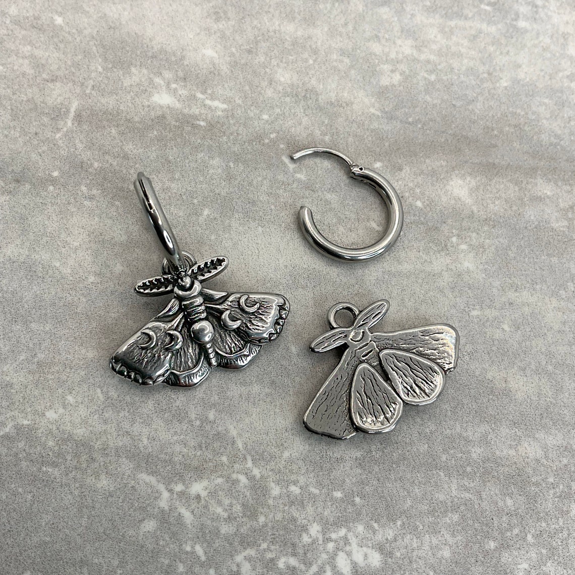 Moth Hoop Earrings, Gothic Unisex Jewelry,stainless Steel Jewelry - Etsy