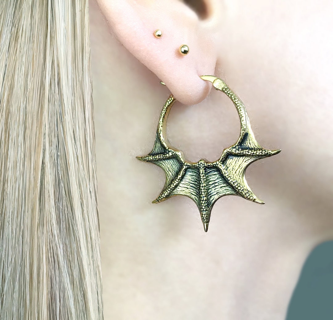 Dragon Wing Hoops, Dragon Hoops,gothic Earrings, Gothic Hoop Earrings ...