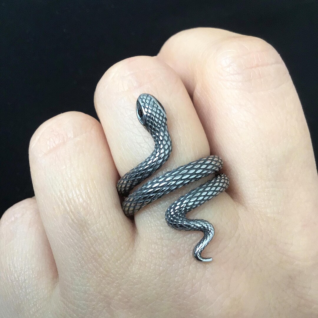 Snake Ring, Black Snake Ring, Gothic Ring, Oxidized Ring, Snake Jewelry ...