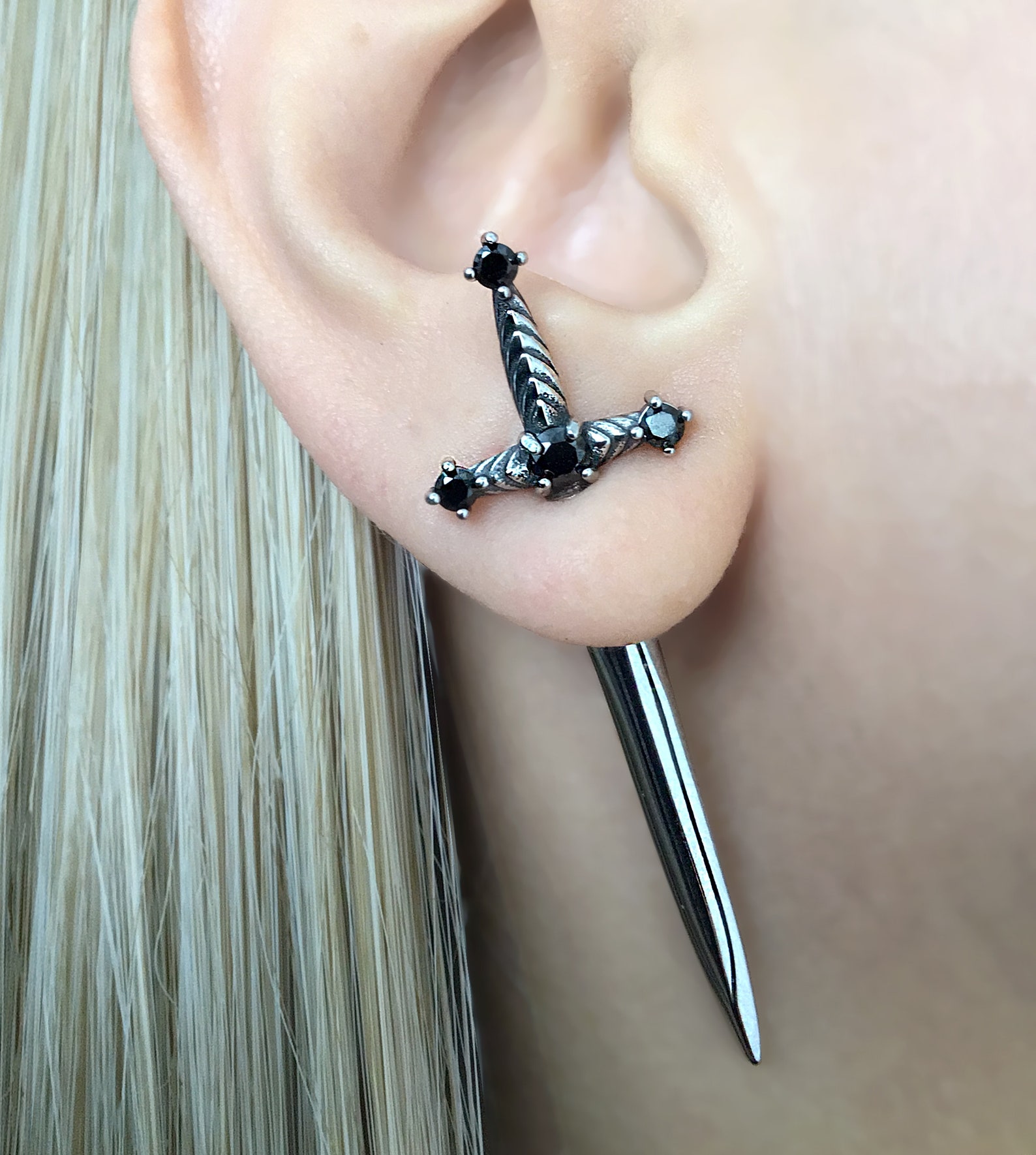 Sword Earrings Sword Earrings Ear Jacket Earrings Gothic - Etsy