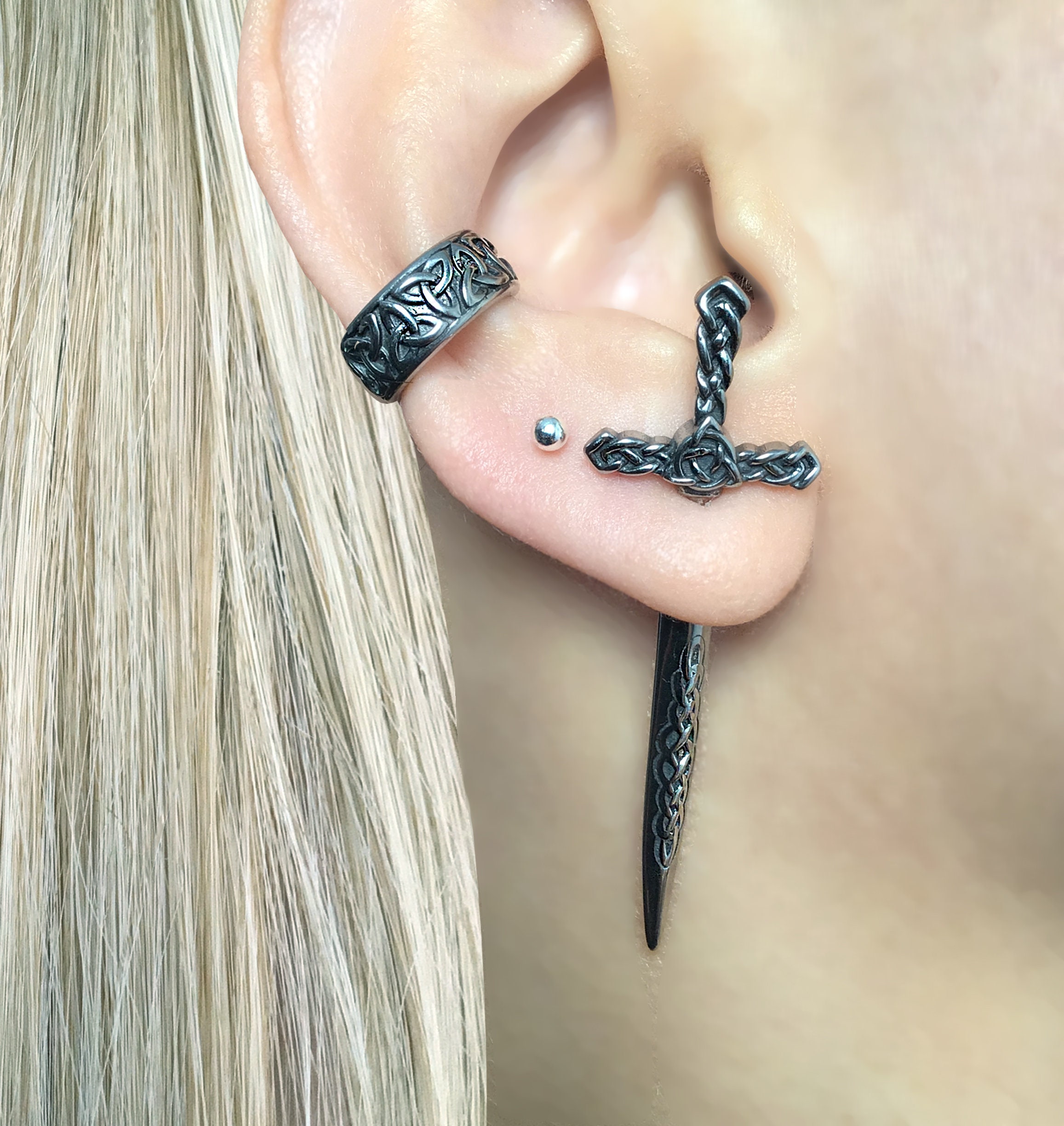 Sword Front and Back Earrings Celtic Sword Earrings Ear - Etsy