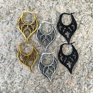 Gothic Cathedral Style Earrings, Hoop Earrings, Stainless Steel Jewelry ...