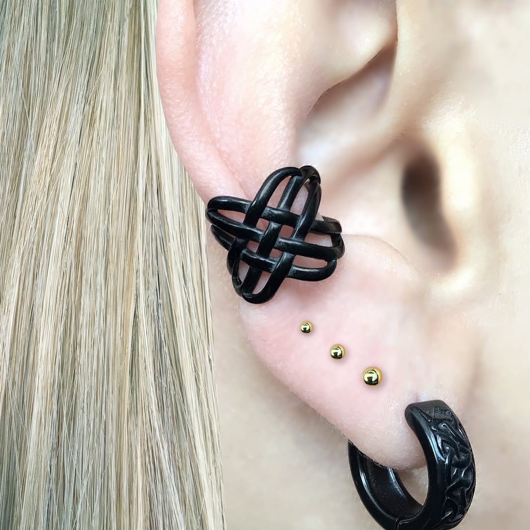 Celtic Knot Ear Cuff in Black, Cuff Earring,celtic Ear Cuff, No ...