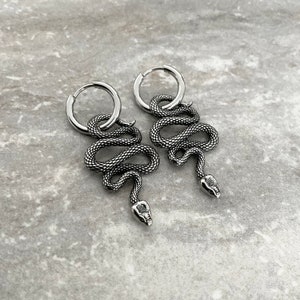 Snake Hoop Earrings, Hoop Earrings, Snake Hoops, Unisex Earrings Snake Jewelry, Gothic Earrings ...