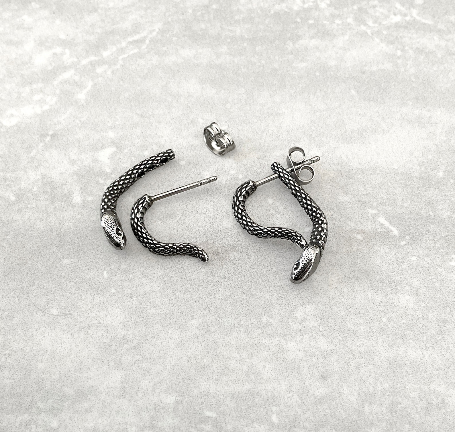 Snake Ear Jacket Earrings, Gothic Jewelry, Serpent Front Back Earrings ...