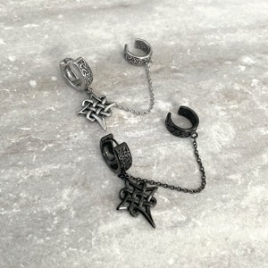 Celtic Hoop With Ear Cuff, Celtic Earring,celtic Hoop Earrings, Mens ...