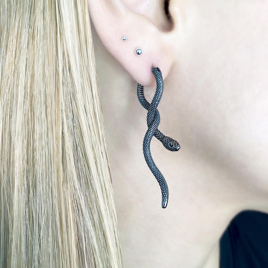 Snake Hoop Earrings, Hoop Earrings, Snake Hoops, Mens Earrings, Unisex ...