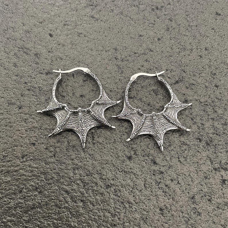 Dragon Wing Hoops, Dragon Hoops,gothic Earrings, Gothic Hoop Earrings ...