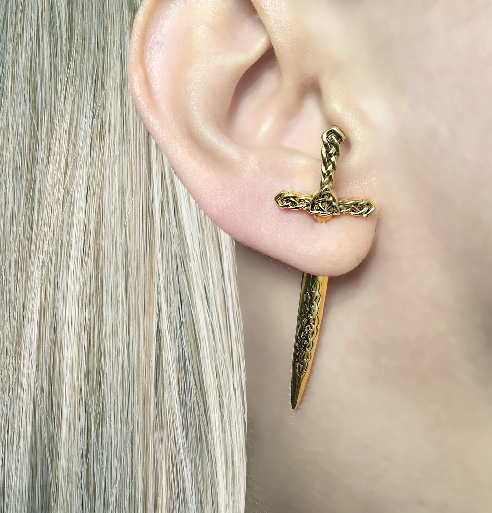 Sword Front and Back Earrings Celtic Sword Earrings Ear - Etsy