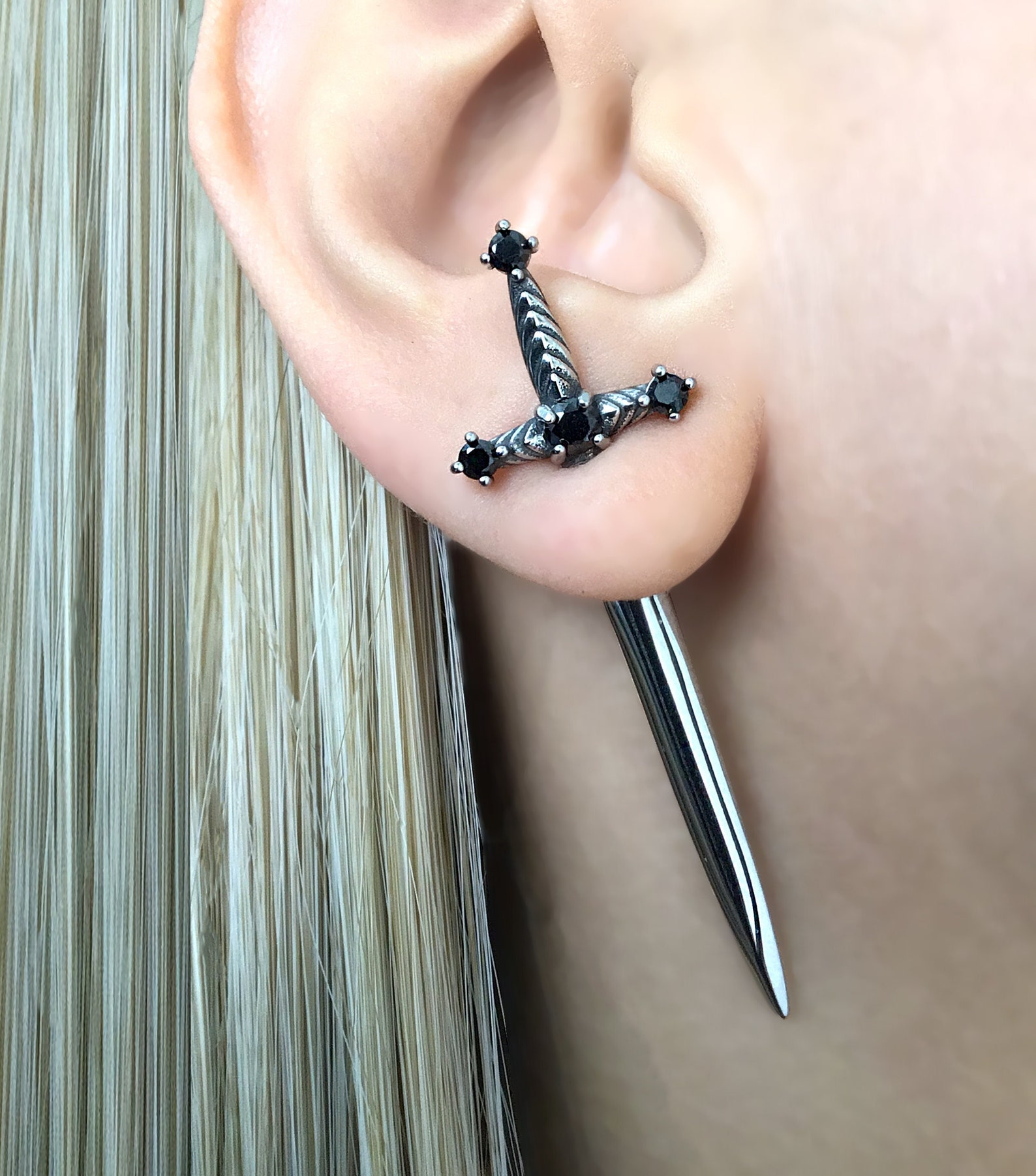 Sword Earrings, Sword Earrings, Ear Jacket Earrings, Gothic Earrings ...