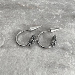 Dragon Spike Front Back Earrings, Gothic Stainless Steel Jewelry, Ear ...