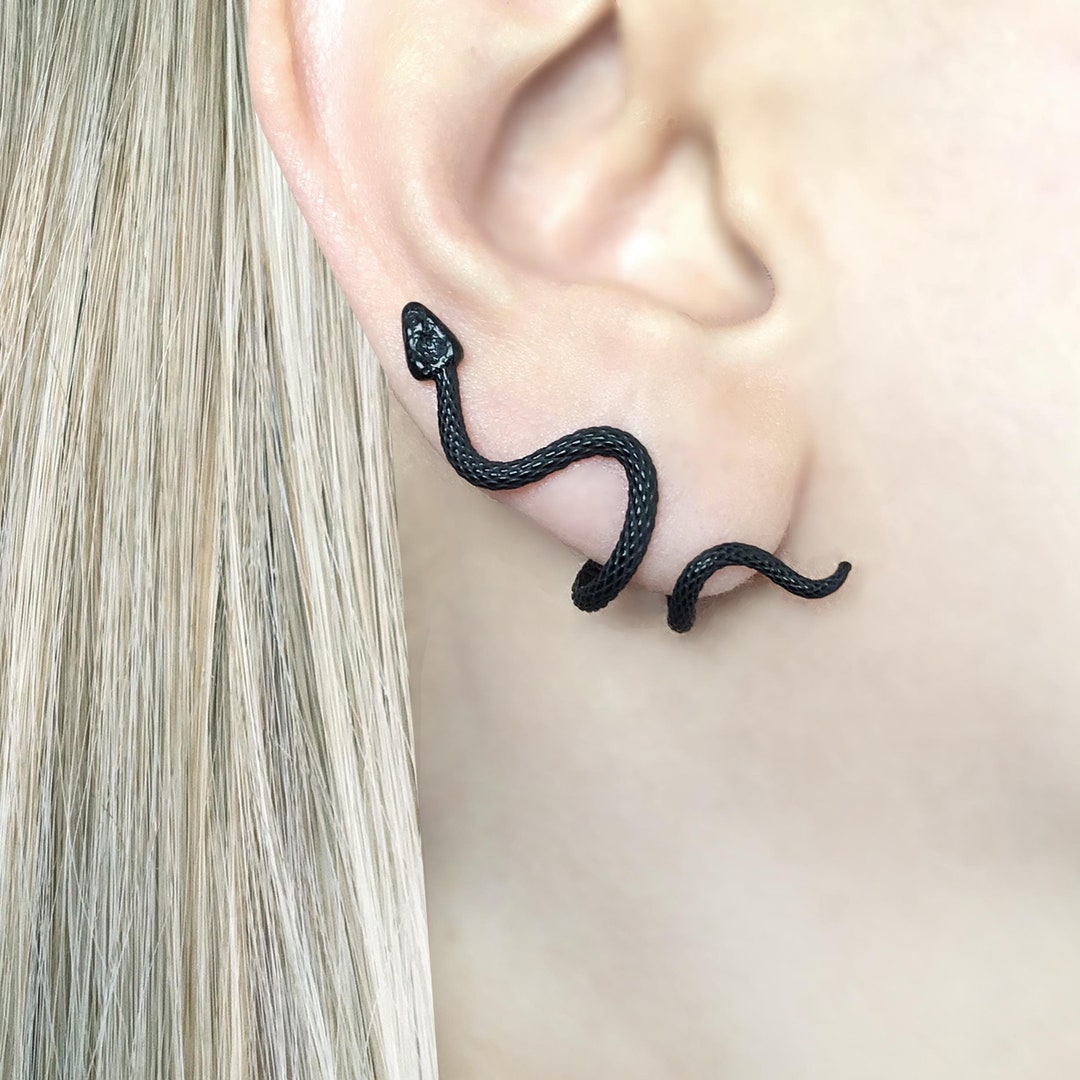 Snake Earrings, Snake Studs, Ear Caller, Crawling Snake Earrings ...