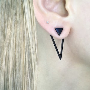 Triangle Ear Jacket Earrings, Stainless Steel Geometric Earrings - Etsy