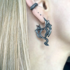 Dragon Earrings, Gothic Stainless Steel Jewelry, Large Studs - Etsy