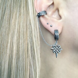 Celtic Hoop With Ear Cuff, Celtic Earring,celtic Hoop Earrings, Mens ...