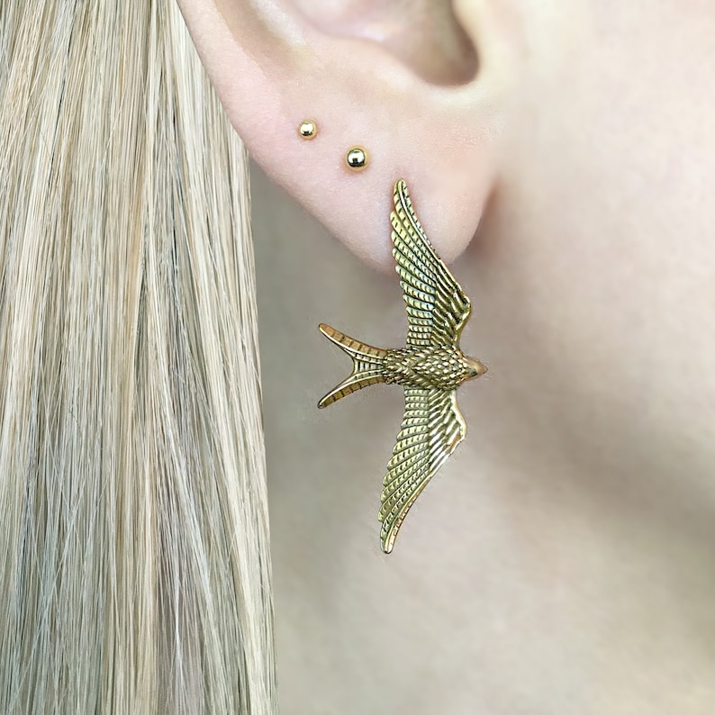 Swallow Bird Earrings, Stainless Steel Jewelry, Statement Studs - Etsy