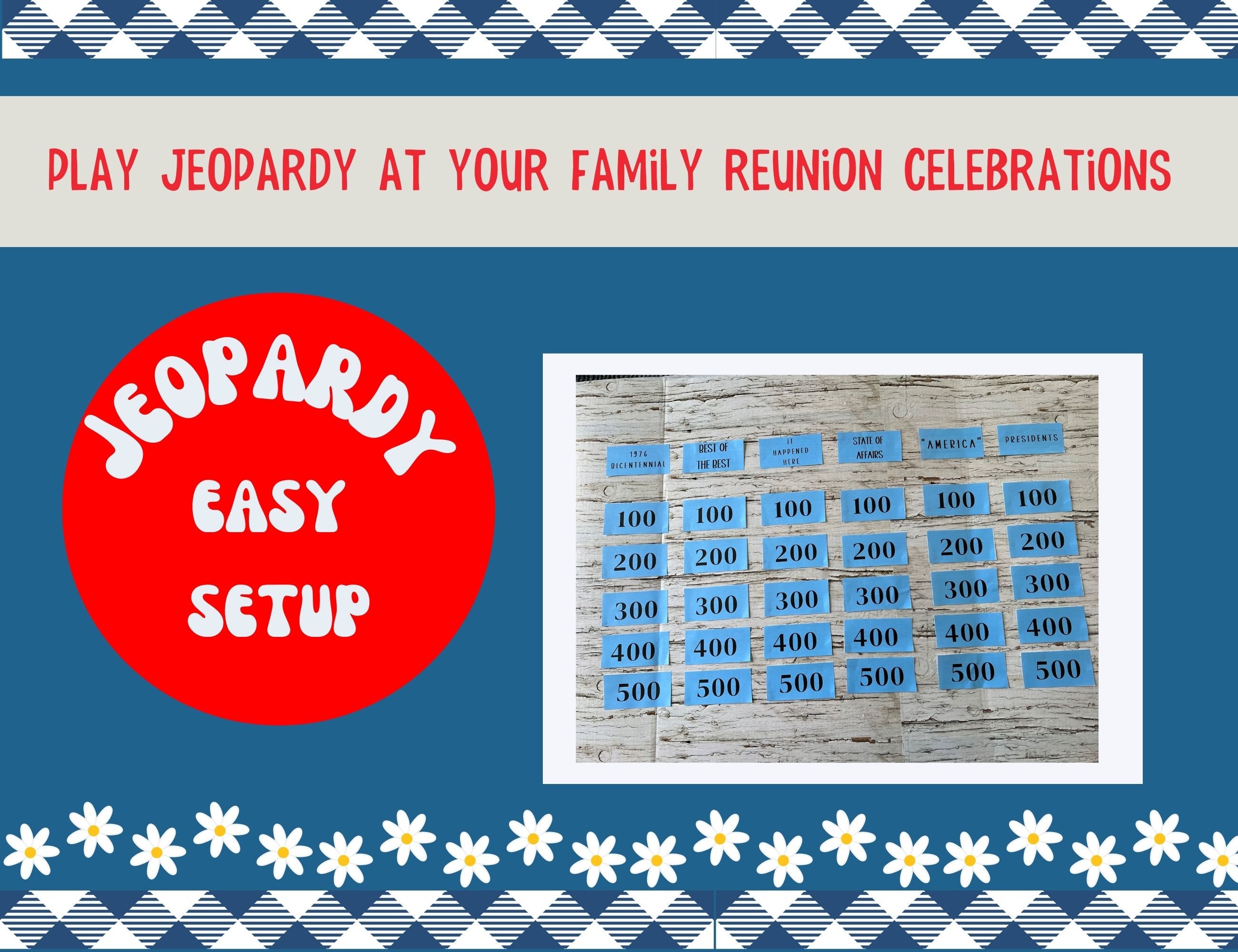 Family Reunion Jeopardy Game| Family Party Game| Trivia Game| Game for ...