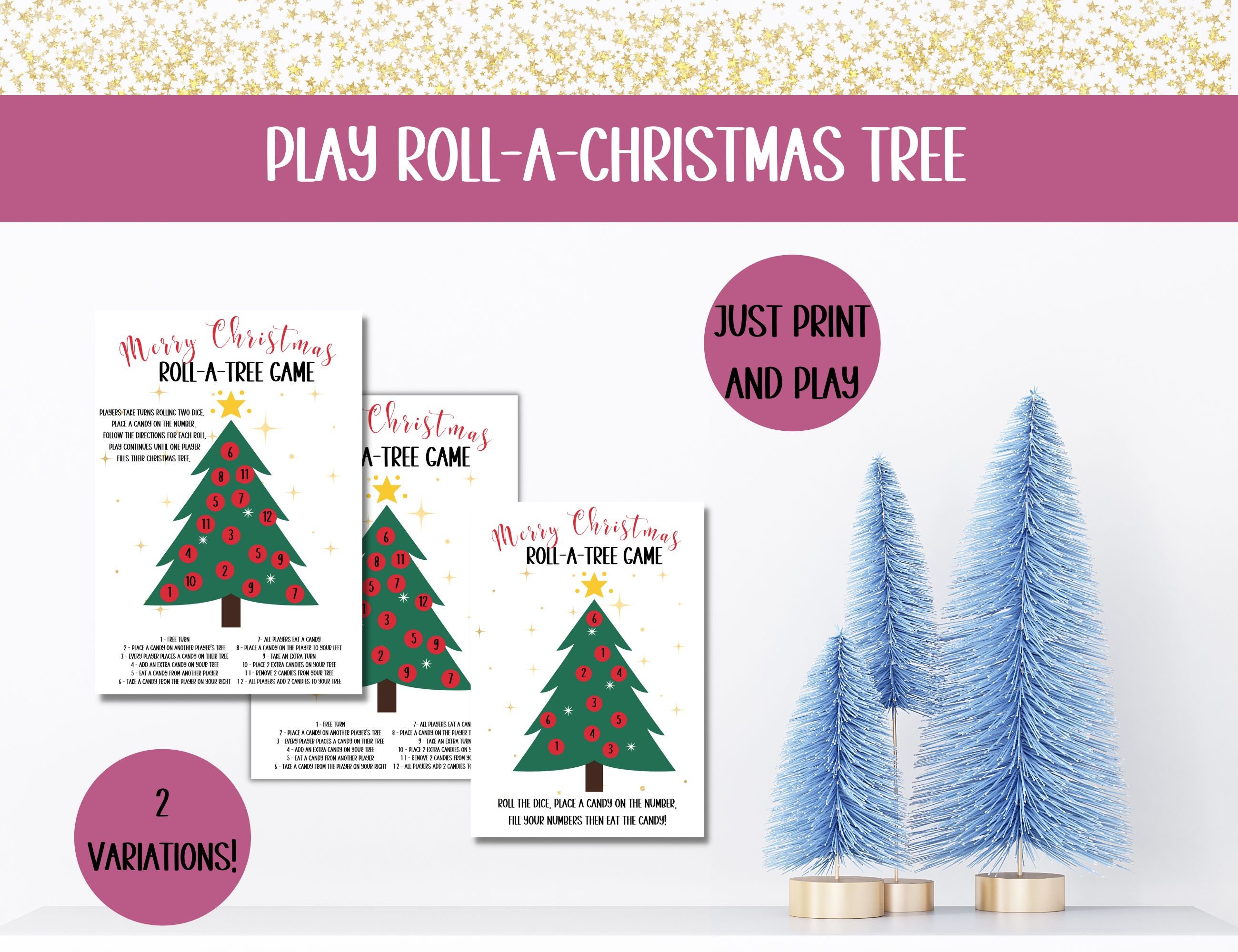 Printable Christmas Game for Kids. Roll a Christmas Tree Family Game ...