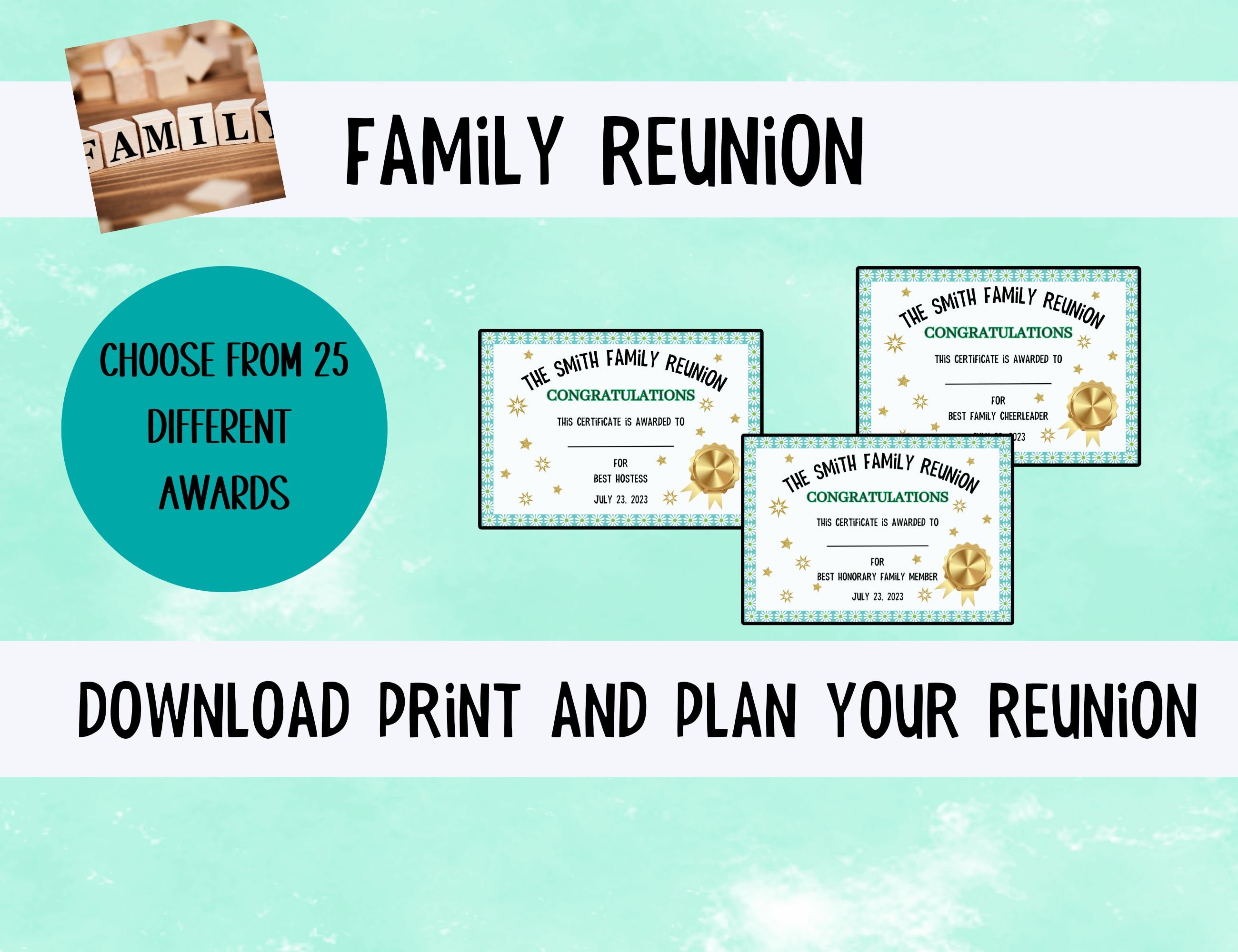 Family Reunion Certificates Printable
