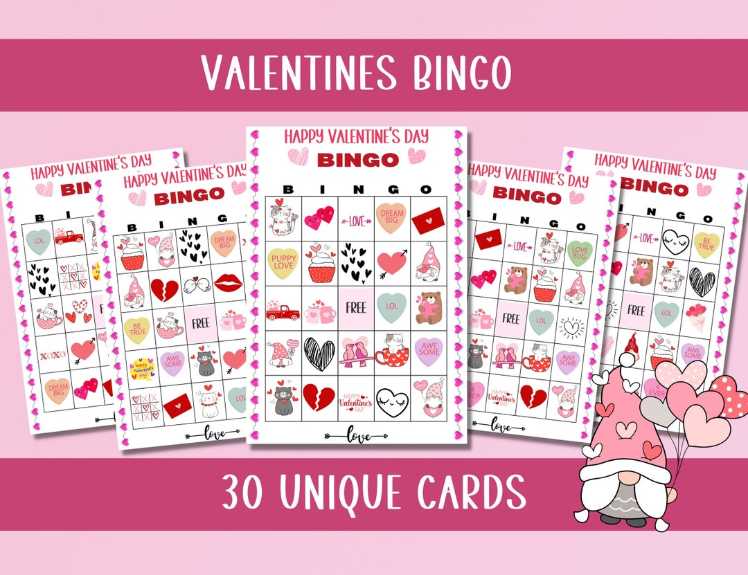 Valentine Bingo Game, Classroom Bingo for Valentines, Kids Bingo for ...