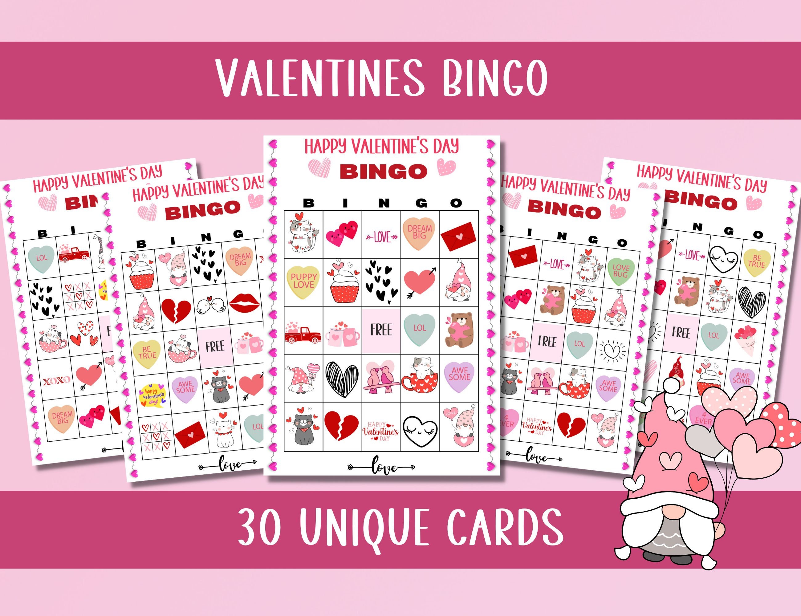 Valentine Bingo Game, Classroom Bingo for Valentines, Kids Bingo for ...
