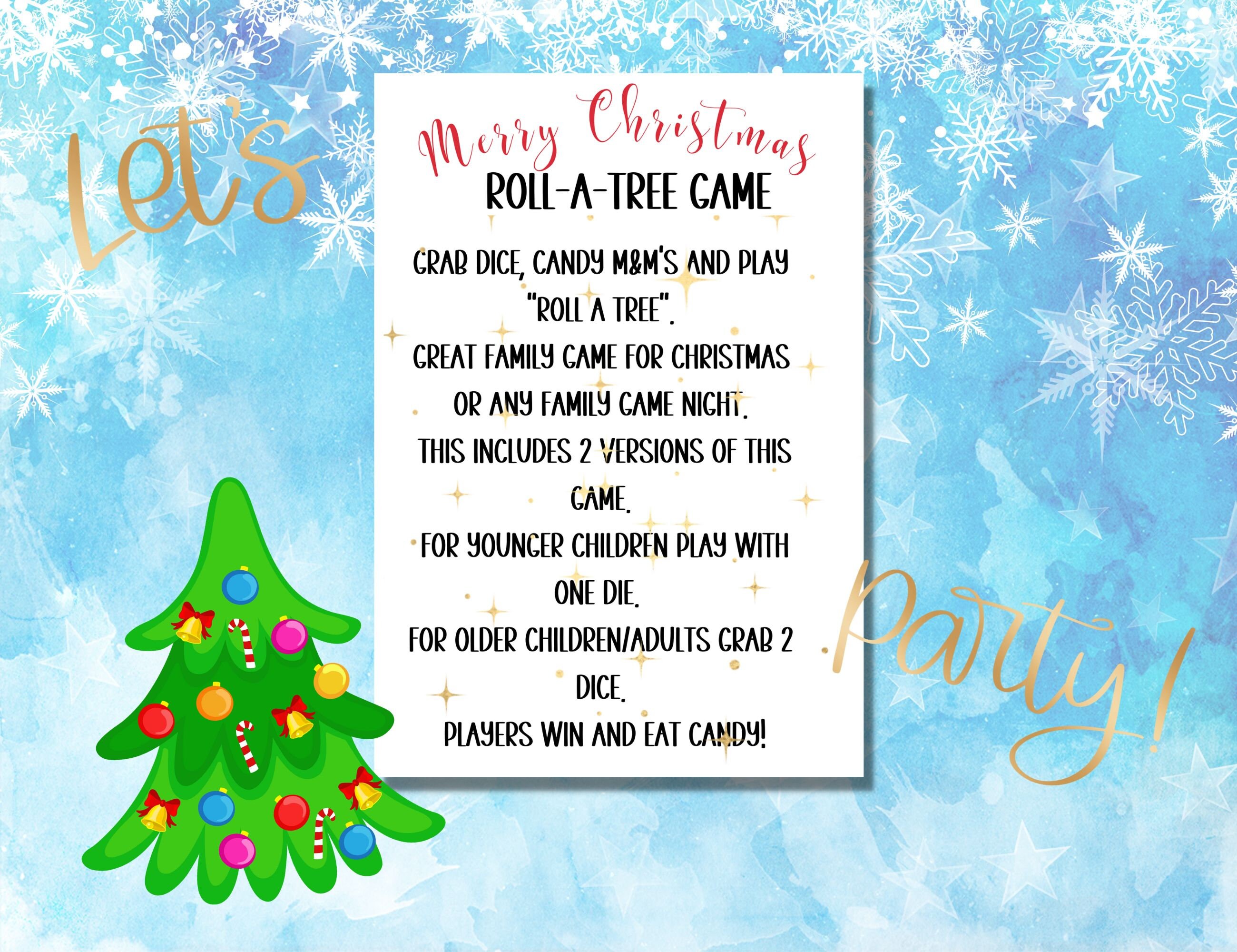 Printable Christmas Game for Kids. Roll a Christmas Tree Family Game ...