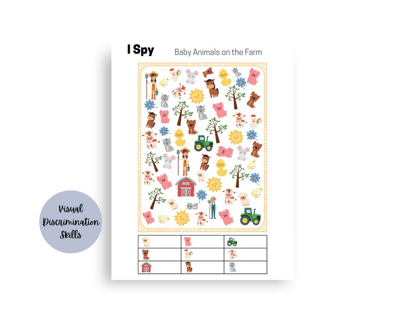 Kids Activity I Spy Baby Animals; Classroom Activity Worksheet Baby ...