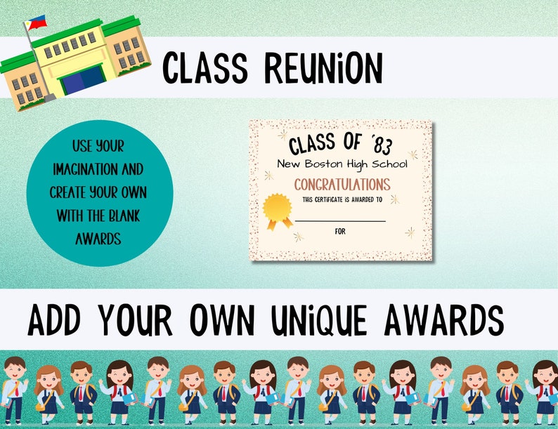Class Reunion Award Certificates; School Reunion Awards; Class of '83 ...