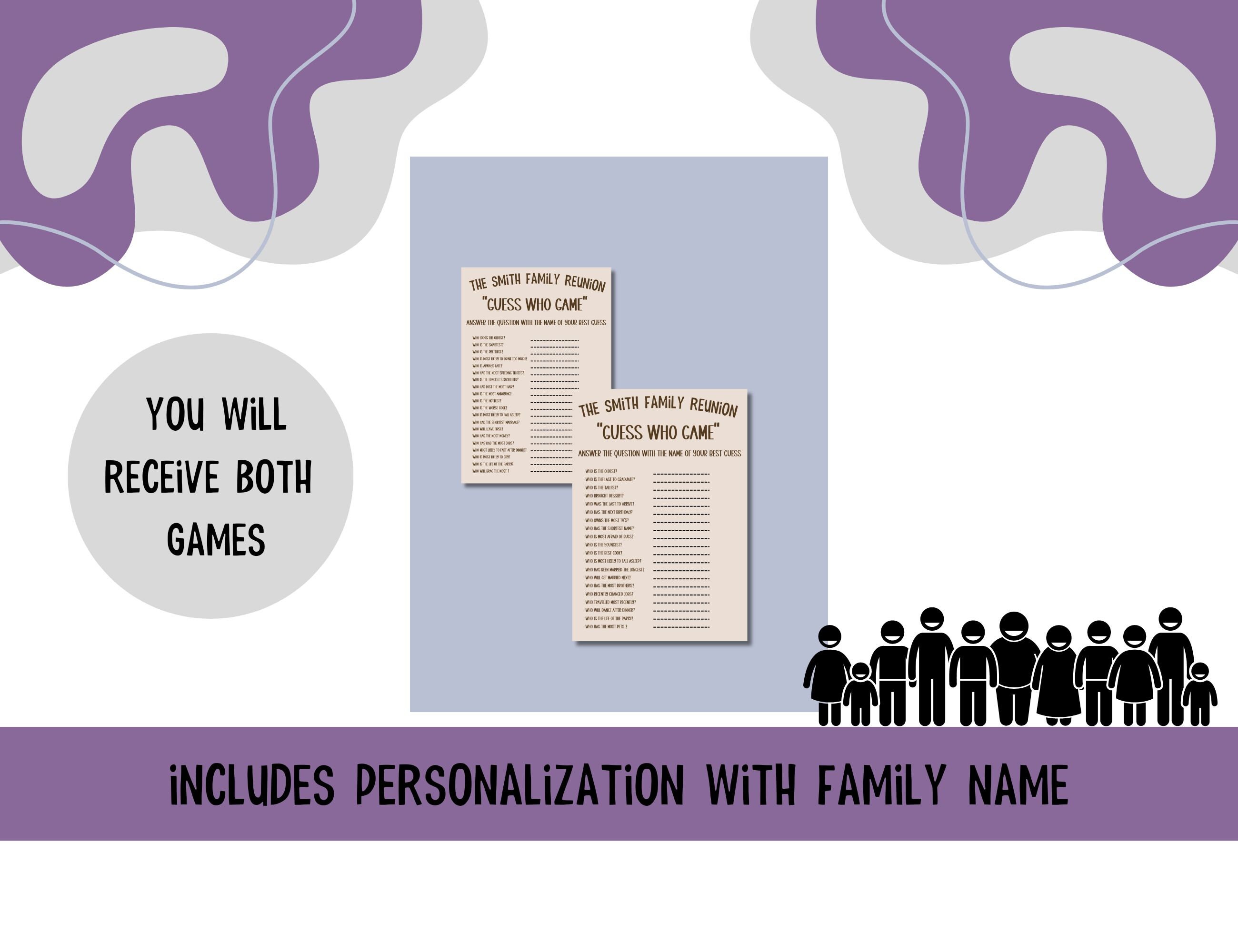 Family Reunion Guess Who Game Bundle Family Games for Reunion ...